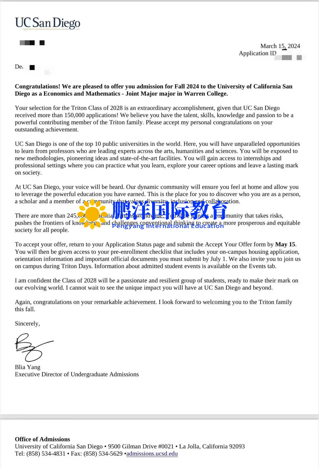 2024美国UCSD本科录取 - 鹏洋国际教育